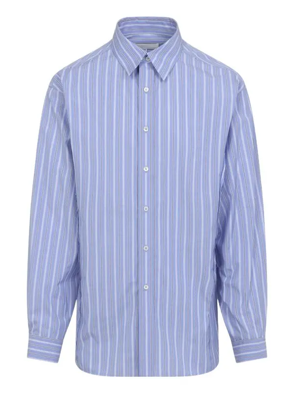 MAISON MARGIELA Striped Long-sleeved Buttoned Shirt - Blue