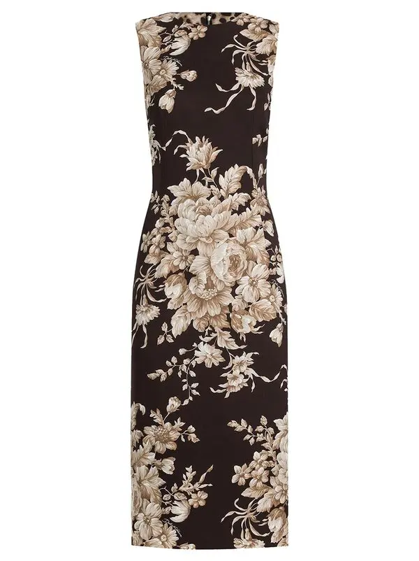 Dolce & Gabbana Floral Print Sleeveless Midi Dress - Multi-color