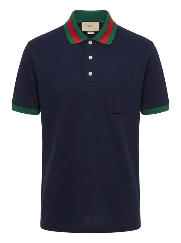 Gucci Stretch Piquet Polo Shirt - Blue