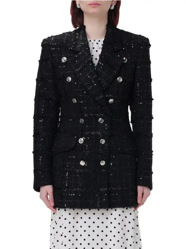 Alessandra Rich Embellished Double Breasted Blazer - Black