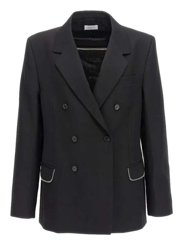 Off-White Double-breasted Long-sleeved Blazer - Black