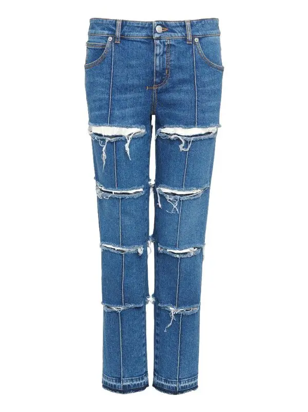 Alexander McQueen Straight-leg Distressed Jeans - Blue