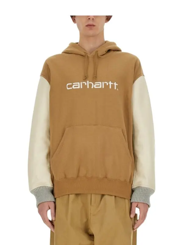Junya Watanabe X Carhartt Long Sleeve Hoodie With Chest Pattern - Brown