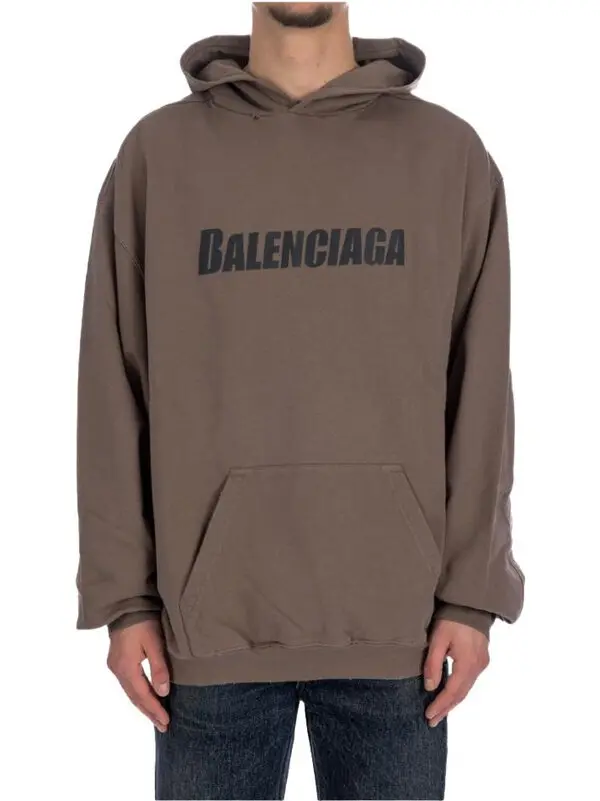 Balenciaga Logo Printed Distressed Hoodie - Green