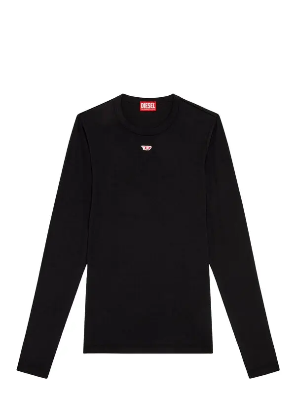 DIESEL® D-ribber-ls-n Logo Patch Knitted T-shirt - Black