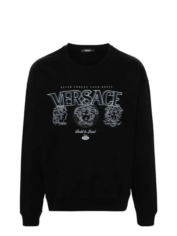 Versace Logo-print Cotton Sweatshirt - Black