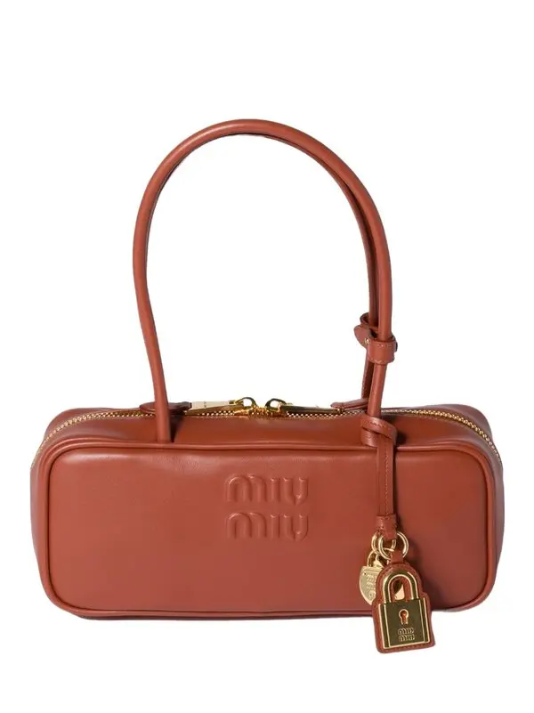 Miu Miu Beau Leather Handheld Bag With Gold-tone Hardware - Iron Red