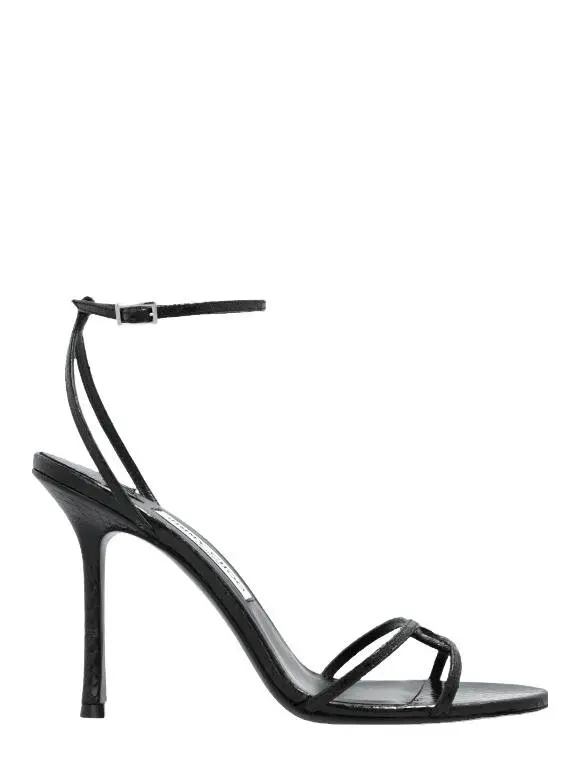 JIMMY CHOO Leo 100 Wrap Leather Sandals - Black