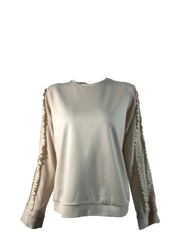 Max Mara Long-sleeved Hoodie With Lace Detailing - Gray