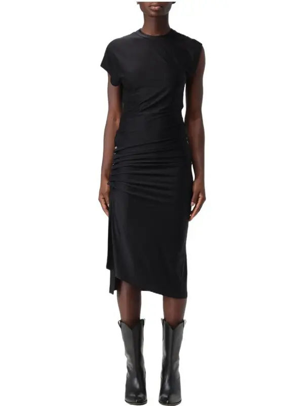 Rabanne Pleated Midi Dress - Black
