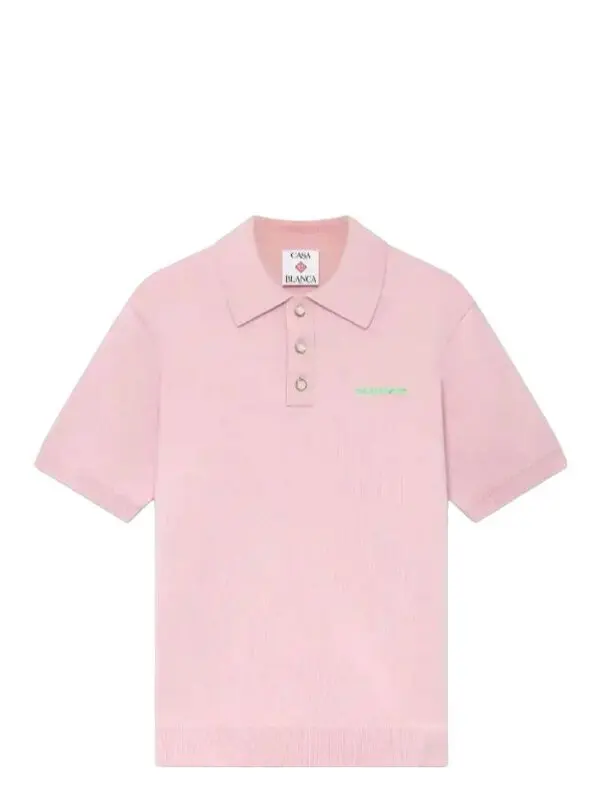Casablanca Logo Detailed Short-sleeved Polo Shirt - Pink
