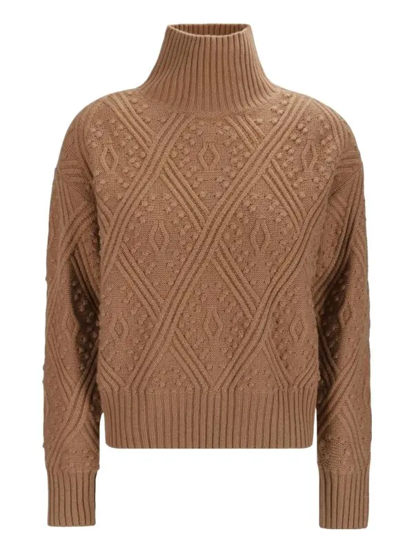 Max Mara High Neck Long Sleeve Jumper - Camel