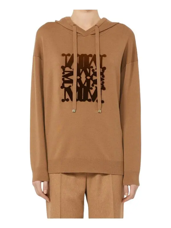 Max Mara Velvet Logo Hoodie - Brown