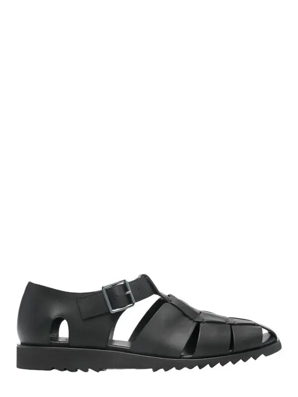 Paraboot Sandals With Side Buckle And Cutout Detail - Black