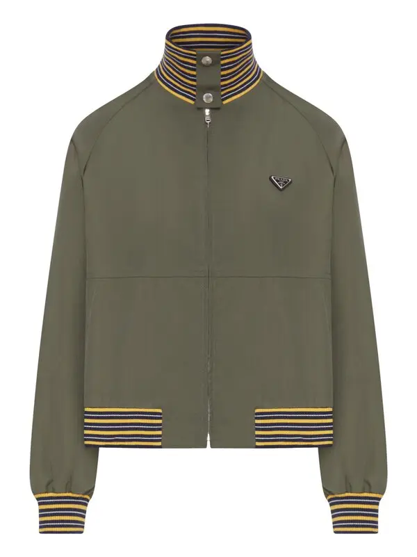 Prada Tricolor Trimmed Zip-up Jacket - Military Green