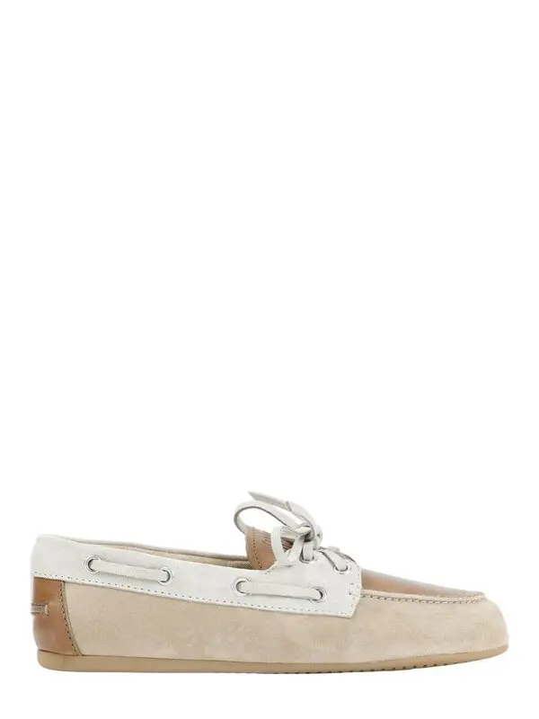 Miu Miu Lace-up Boat Flats - Nude