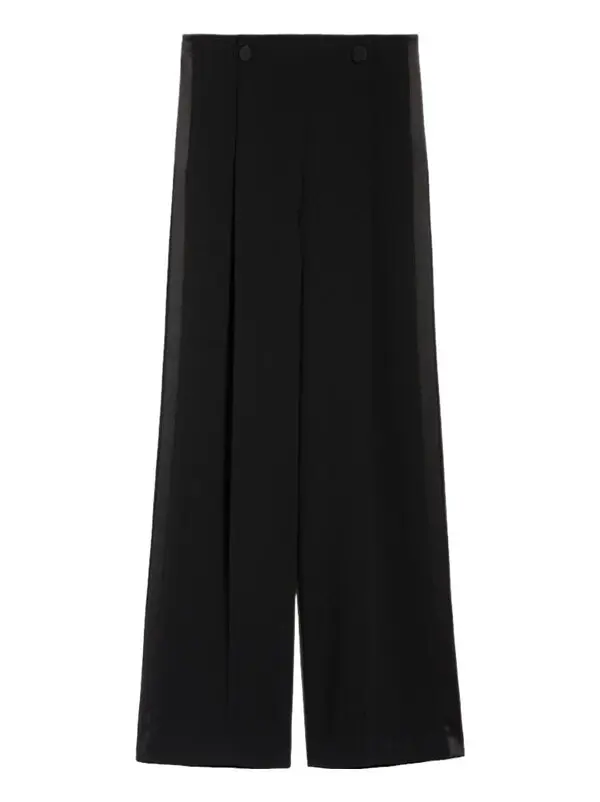 Max Mara Satin-finish Tailored Wide-leg Trousers - Black
