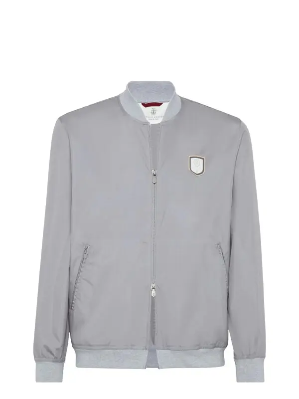 Brunello Cucinelli Bomber Jacket With Badge Detail - Grey