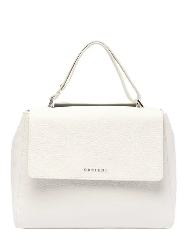 ORTIGNI Sveva Logo Lettering Medium Shoulder Bag - White