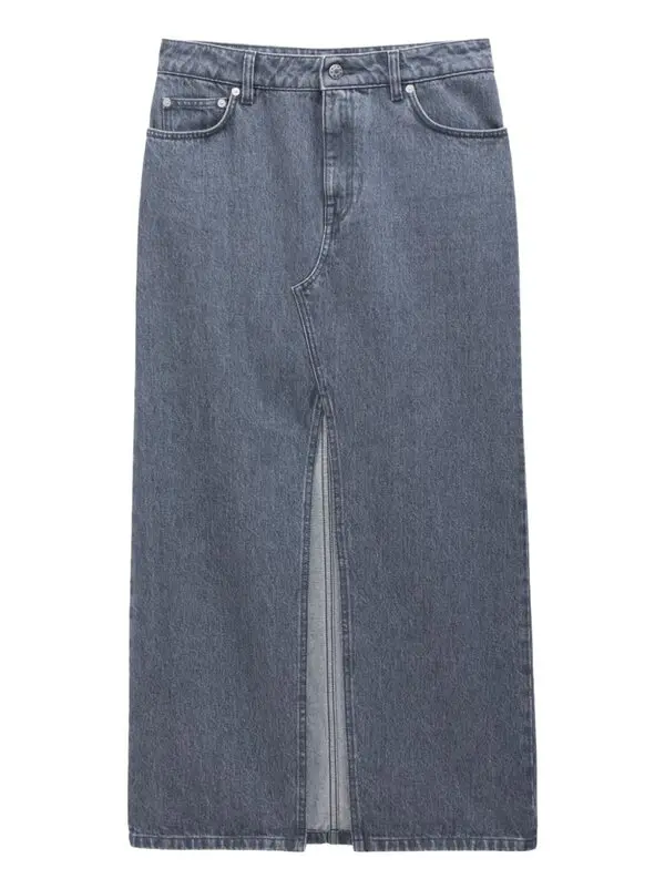 Filippa K Denim Maxi Skirt With Front Slit - Gray