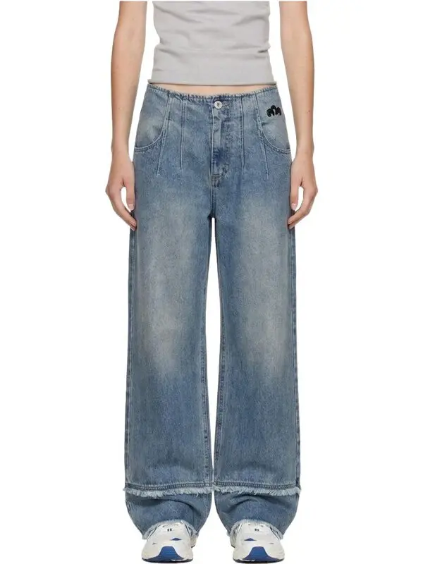 Marissa Chiara Wide-leg Jeans With Embroidered Details - Blue