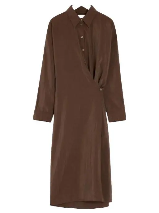 LEMAIRE Straight Collar Twisted Dress - Brown