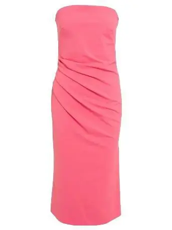 KAOS Strapless Pleated Draped Midi Dress - Pink