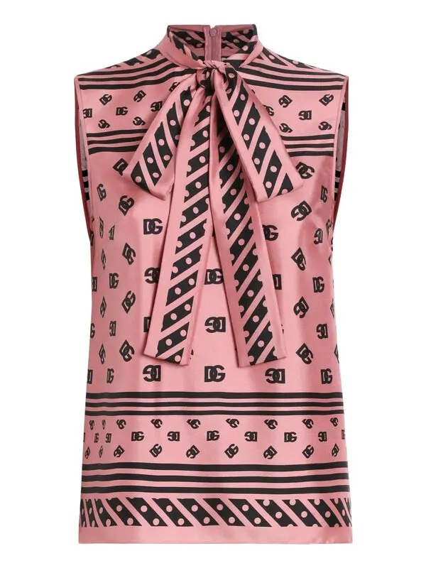 Dolce & Gabbana Sleeveless Logo Print Blouse - Pink