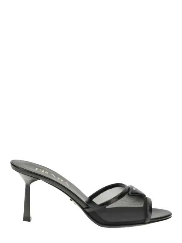 Prada Logo Detailed Stiletto Sandals - Black