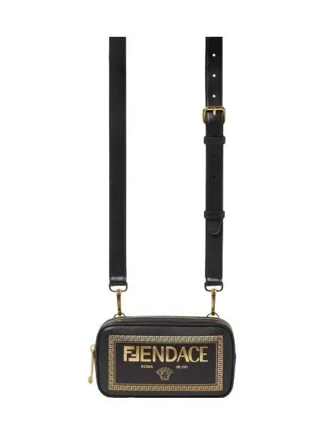 Versace Zipper Shoulder Bag - Black