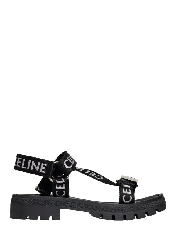 Celine Jacquard Nylon Leo Strappy Sandal - Black/white