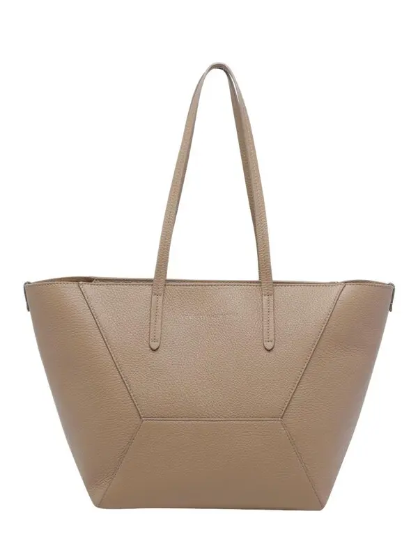 Brunello Cucinelli Logo Embossed Top Handle Bag - Brown