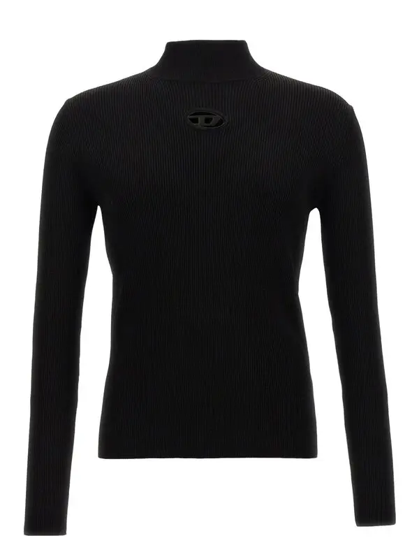 DIESEL® K-zackary Mock-neck Jumper With Oval D Detail - Black