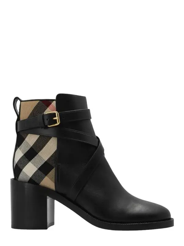 Burberry House Check Round-toe Boots - Black