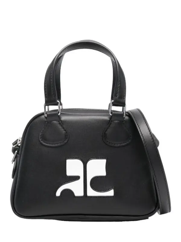 COURREGES Re-issue Logo Debossed Crossbody Bag - Black