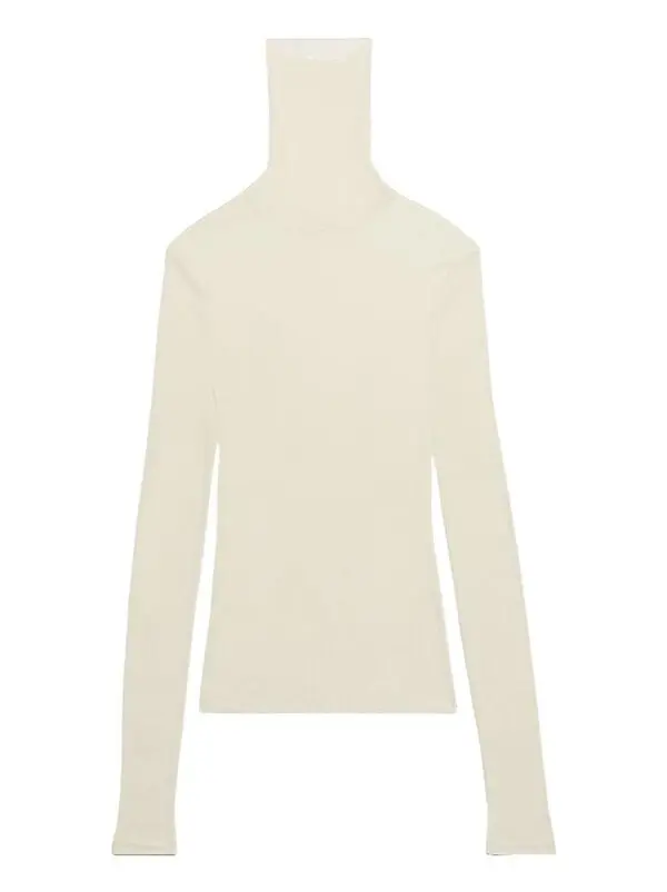 Ami Semi-sheer Roll-neck Ribbed-knit Jumper - White