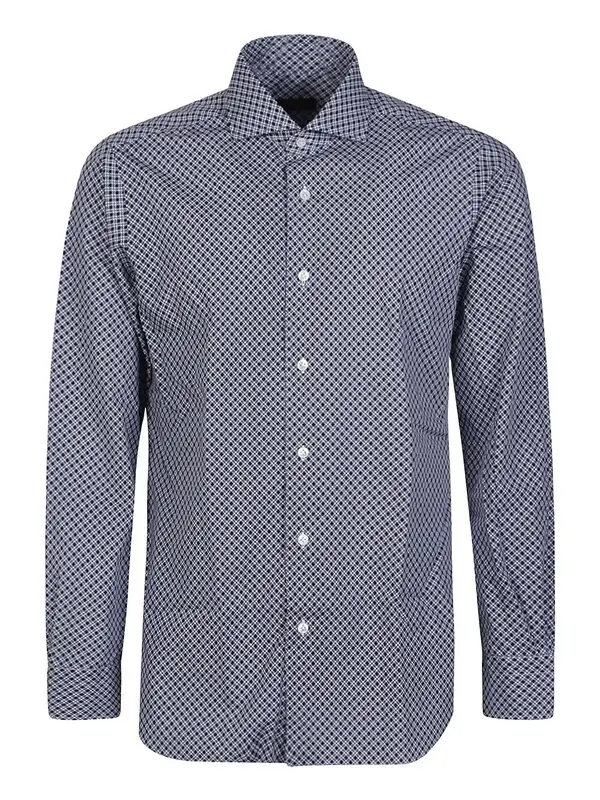 BARBA NAPOLI Patterned Long Sleeve Shirt - Gray