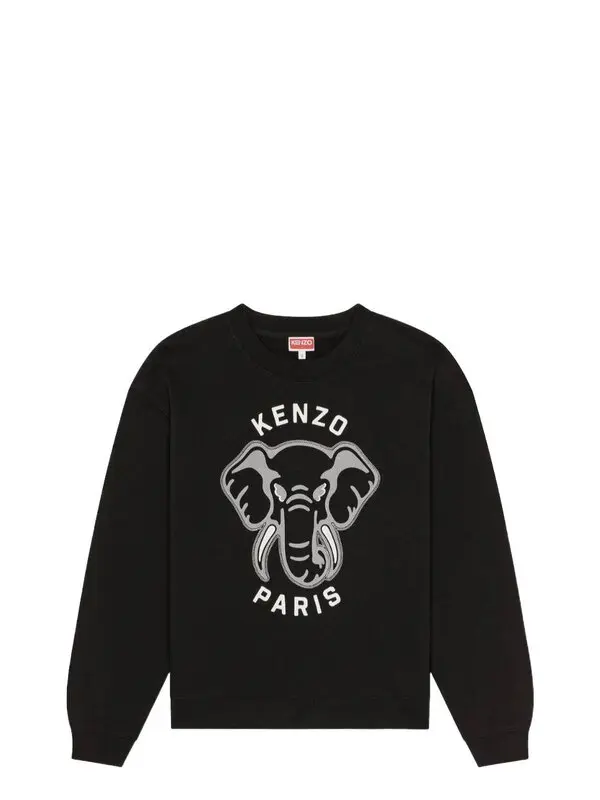 Kenzo Elephant Varsity Jungle Crewneck Sweatshirt - Black