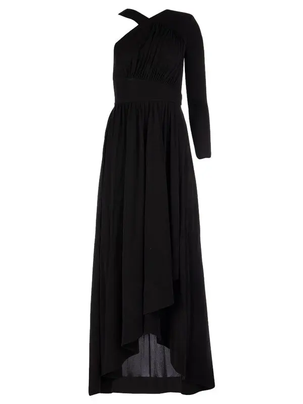 Givenchy Asymmetrical Maxi Gown With V-neck - Black