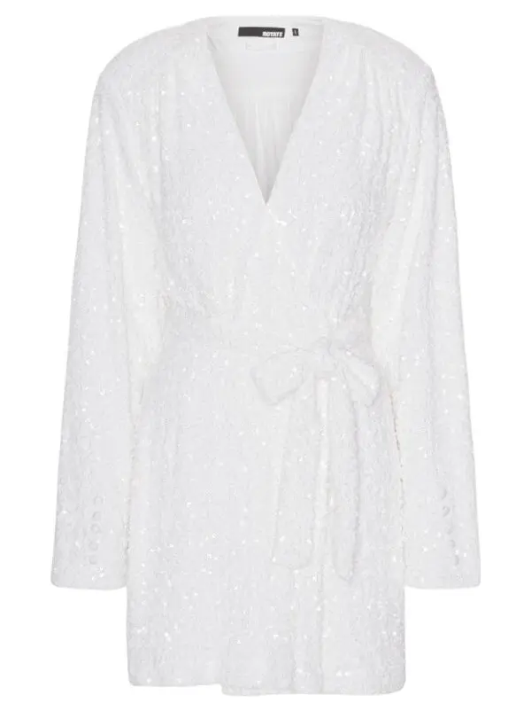 ROTATE BY BIRGER CHRISTENSEN Sequin-embroidered Mini Wrap Dress - White