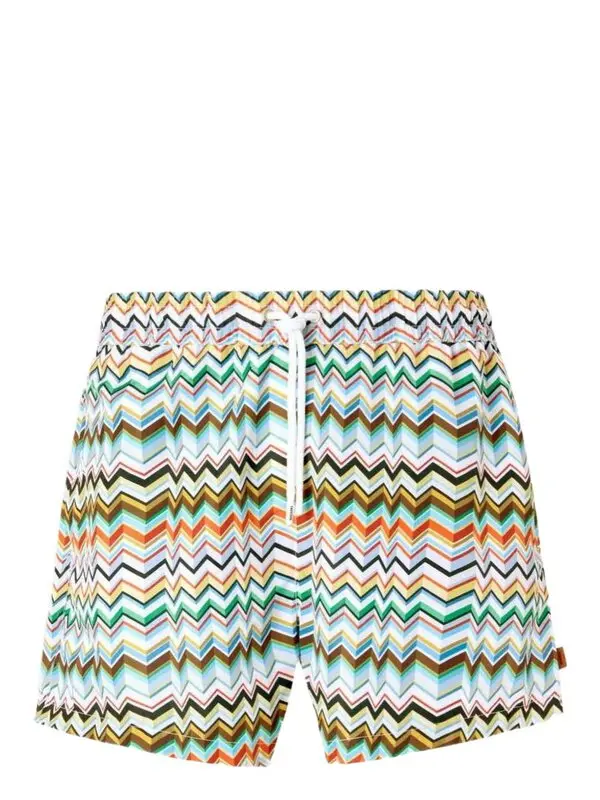 Missoni Irregular Zigzag Print Mid-length Swim Shorts - Multicolor