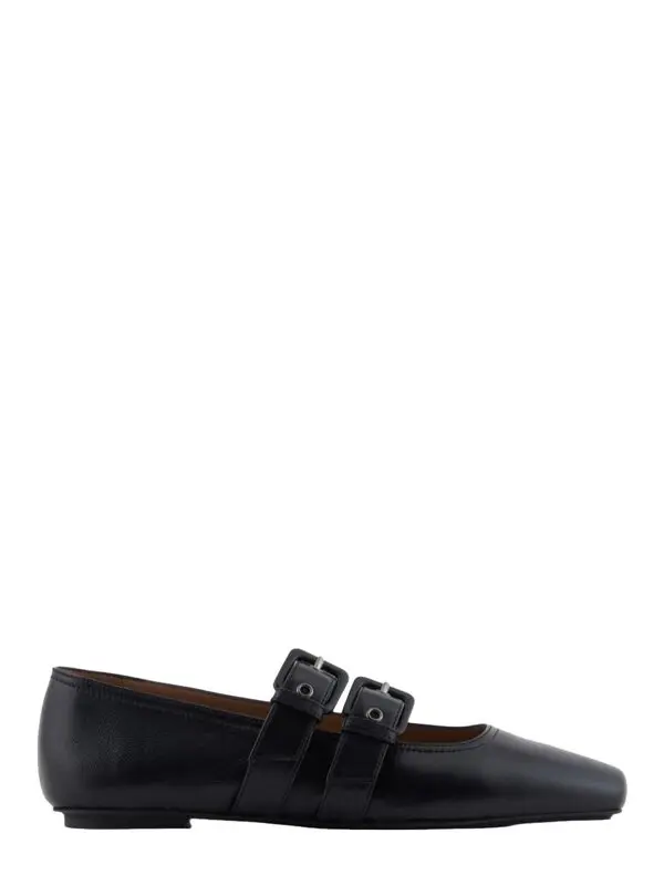 Emporio Armani Buckle-strap Ballet Flats - Black