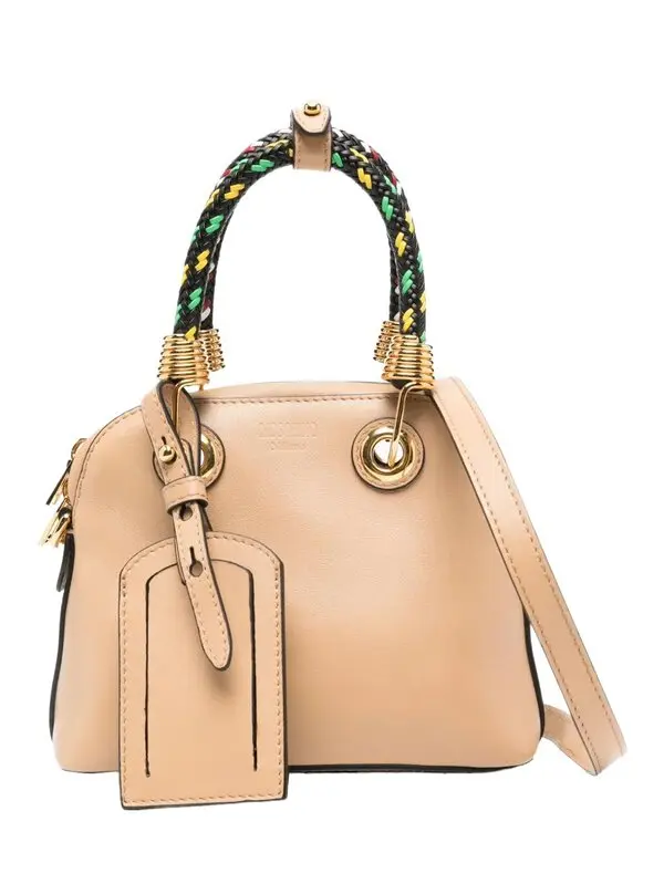 Moschino Zippered Shoulder Bag With Twisted Top Handle - Sand Beige