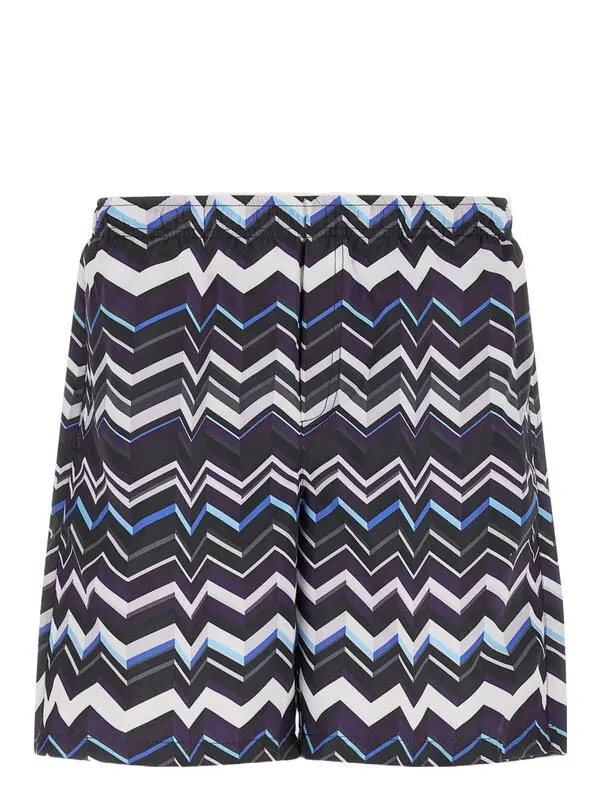 Missoni Irregular Zigzag Print Long Swim Shorts - Black