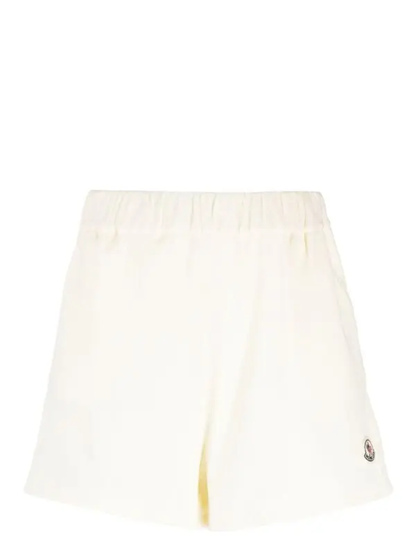 Moncler Straight Shorts With Logo Patch - White