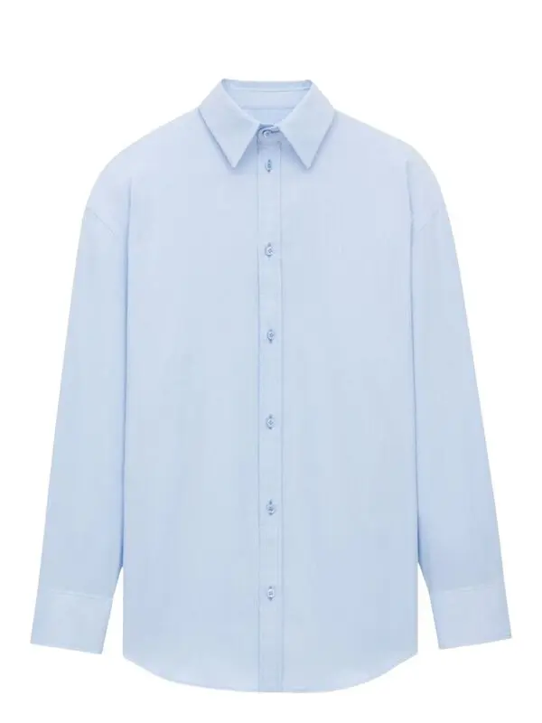 Saint Laurent Classic Oxford Shirt With Button Closure And Dropped Shoulders - Blue