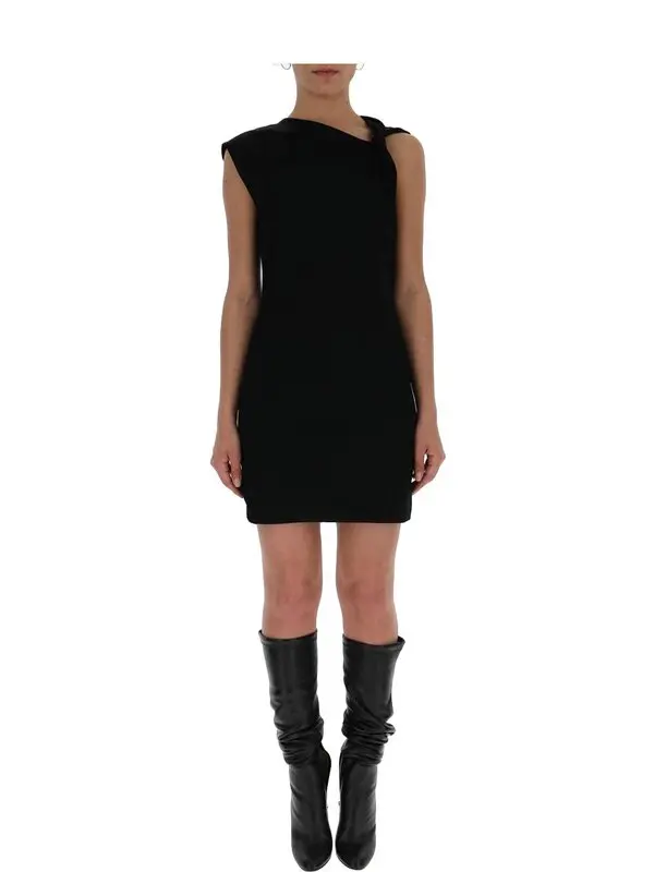 Helmut Lang Asymmetrical Sleeveless Dress With Knot Detail - Black