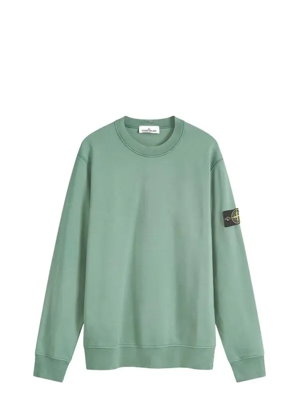 Stone Island Crewneck Sweatshirt With Logo Badge - Sage