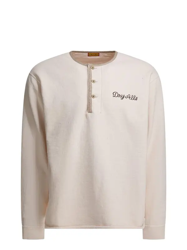 HUMAN MADE Henley Neck Sweatshirt - White