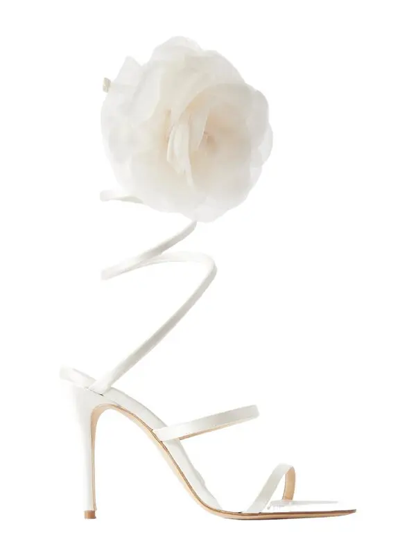 Magda Butrym Spiral Appliquéd Satin Sandals - White
